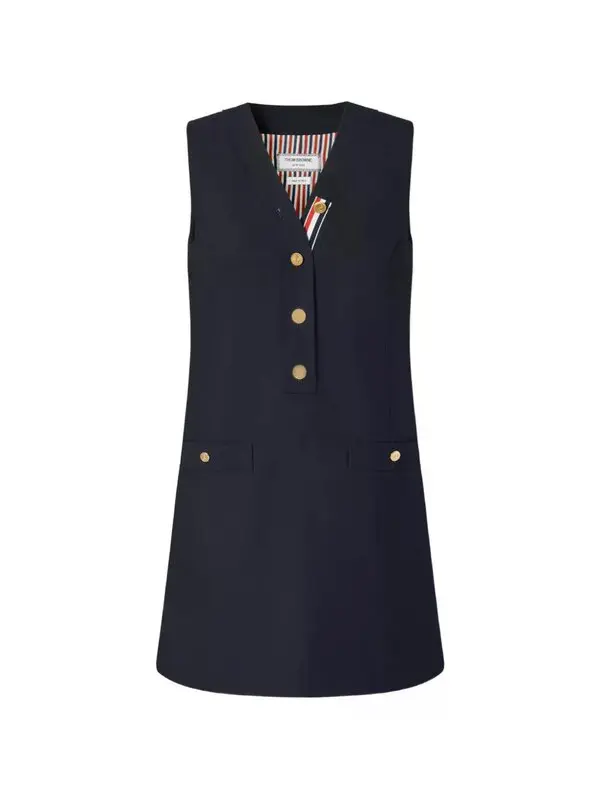 Thom Browne Hopsack Wool Mini Dress - Blue