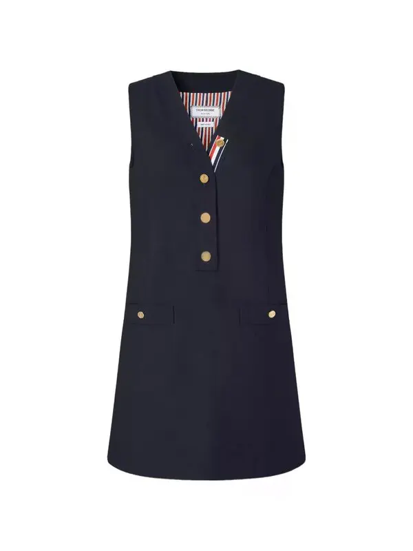 Thom Browne Hopsack Wool Mini Dress - Blue