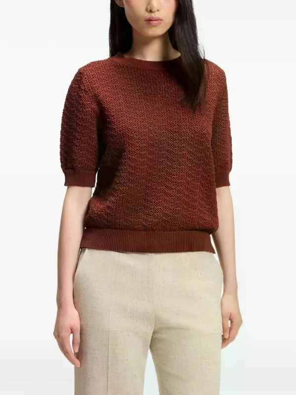 BOSS Pointelle Knit Short-sleeve Sweater