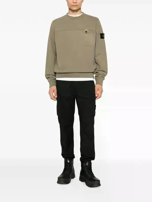 Stone Island Logo-patch Chest-pocket Sweatshirt - Green