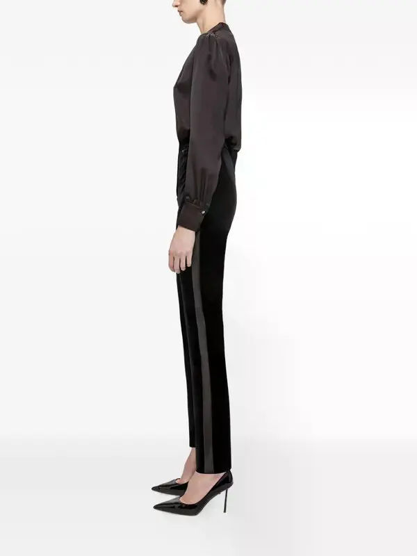 NISSA Satin Viscose V-neck Top With Gold-tone Hardware