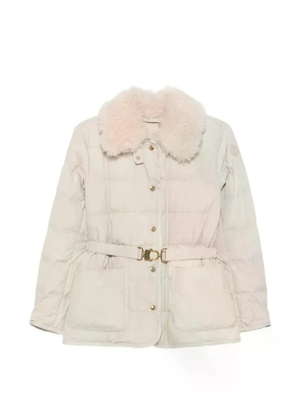 Moncler Quilted Shearling Collar Jacket - Neutrals