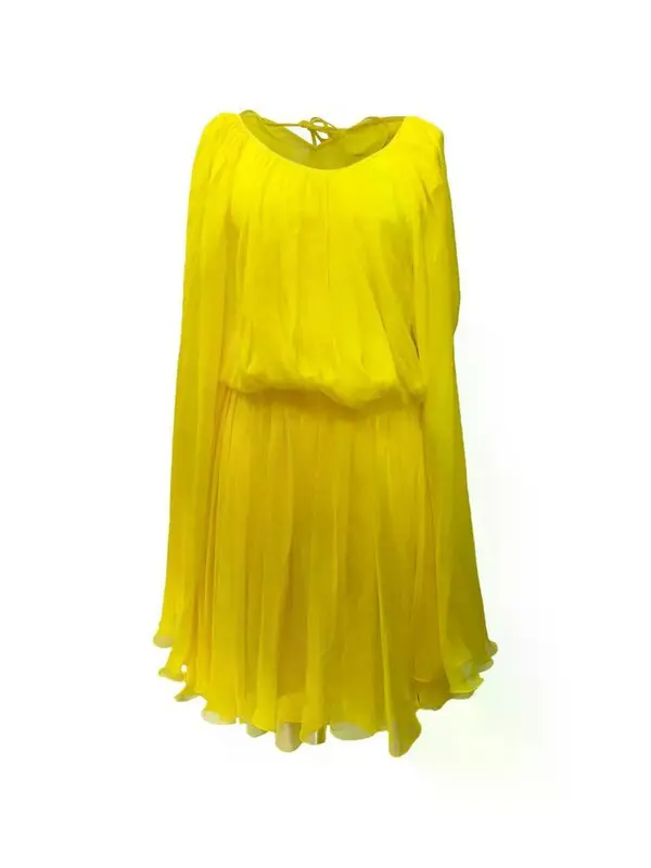 Dolce & Gabbana Silk Chiffon Raglan Sleeve Mini Dress - Yellow