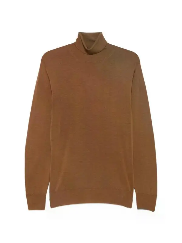 Canali Roll-neck Wool Sweater - Brown
