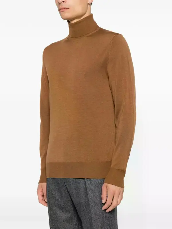 Canali Roll-neck Wool Sweater - Brown