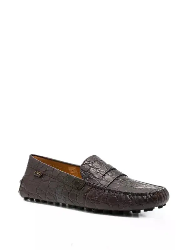 TOD'S Gommino 22l Croc-effect Leather Loafers