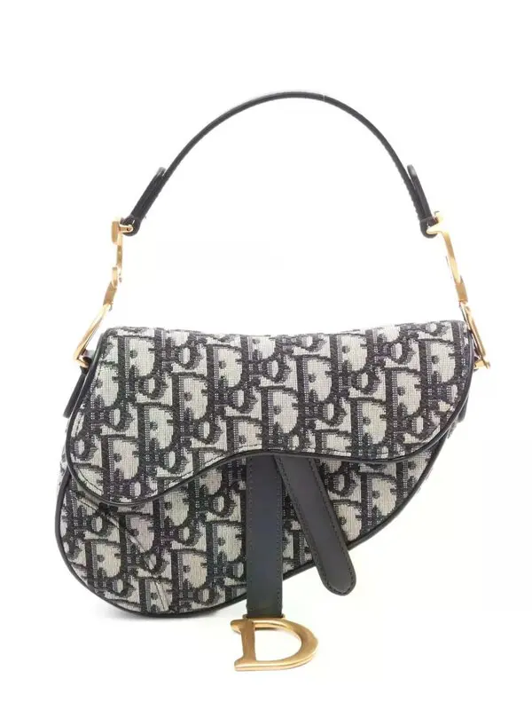 Dior 2010s Saddle Oblique Monogram Mini Tote Bag - Blue