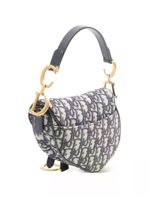 Dior 2010s Saddle Oblique Monogram Mini Tote Bag - Blue