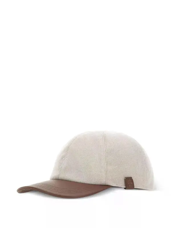 Eleventy Leather-brim Wool Baseball Cap
