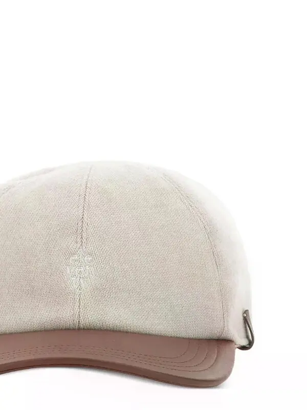 Eleventy Leather-brim Wool Baseball Cap