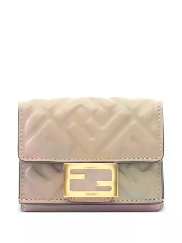 Fendi 2020s Ff Logo Trifold Wallet - Neutrals
