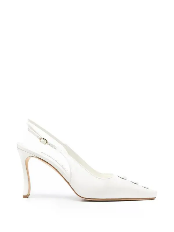 Manolo Blahnik Alexa Button-embellished Slingback Pumps - White