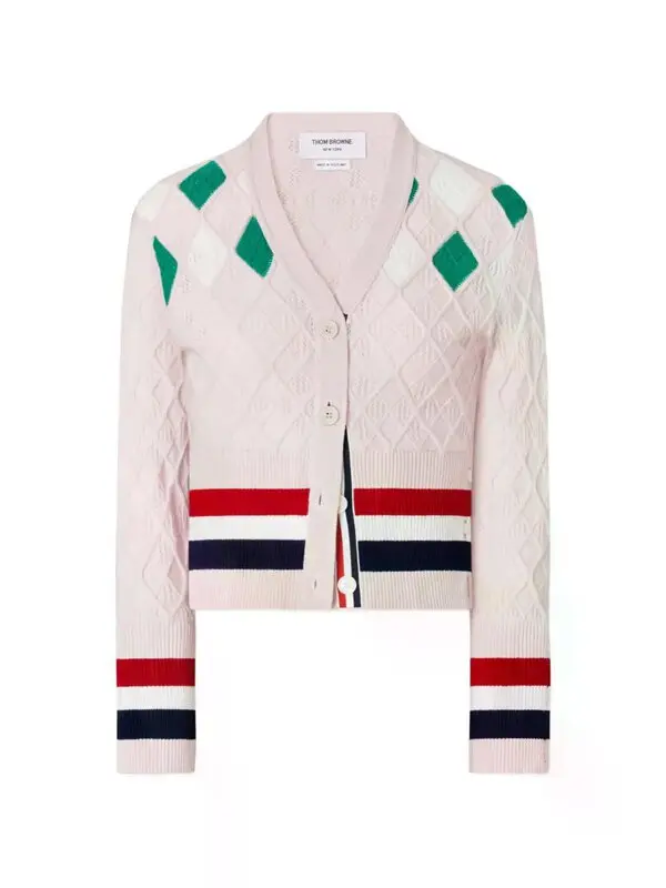 Thom Browne Argyle Pointelle Cardigan