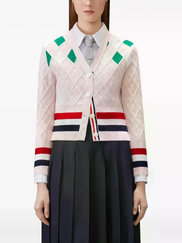Thom Browne Argyle Pointelle Cardigan