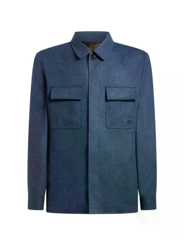 Etro Cashmere And Wool Cloth Overshirt - Blue
