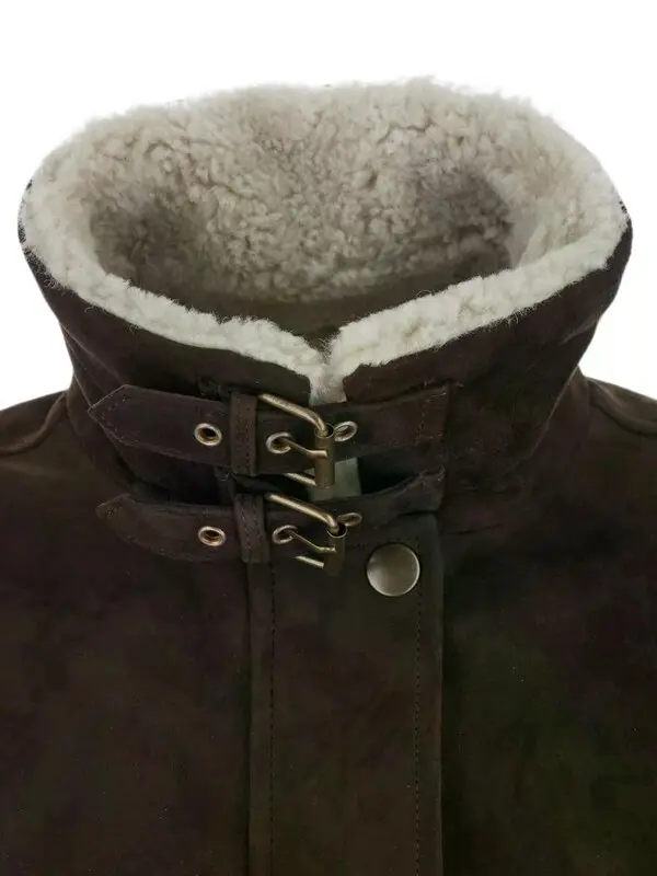 SEMICOUTURE Gloria Shearling-collar Buckled-strap Jacket