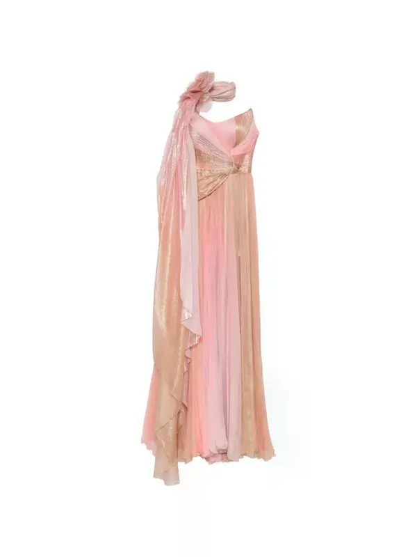 IRIS SERBAN Metallic Print Maxi Dress - Pink