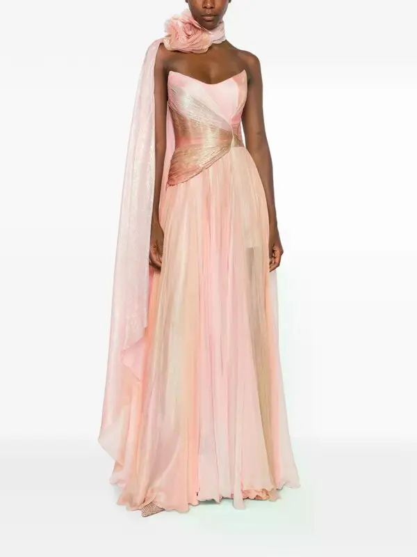 IRIS SERBAN Metallic Print Maxi Dress