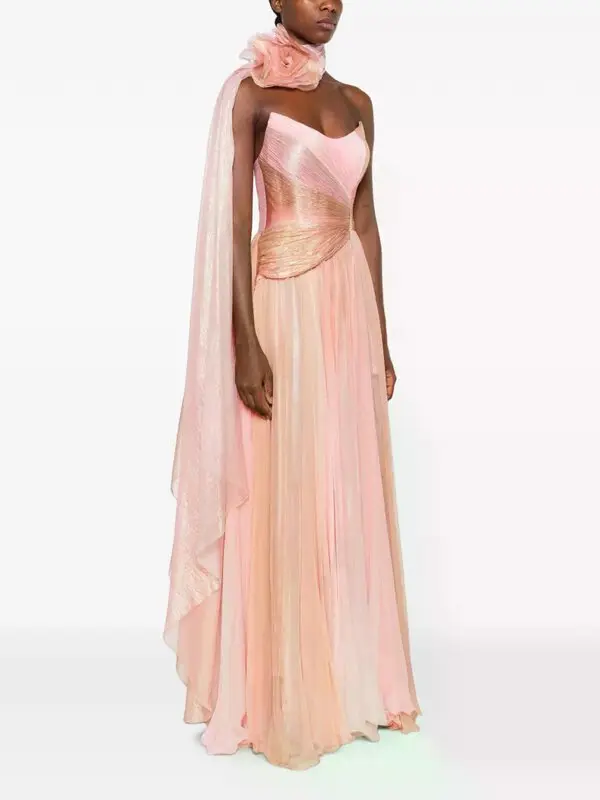 IRIS SERBAN Metallic Print Maxi Dress