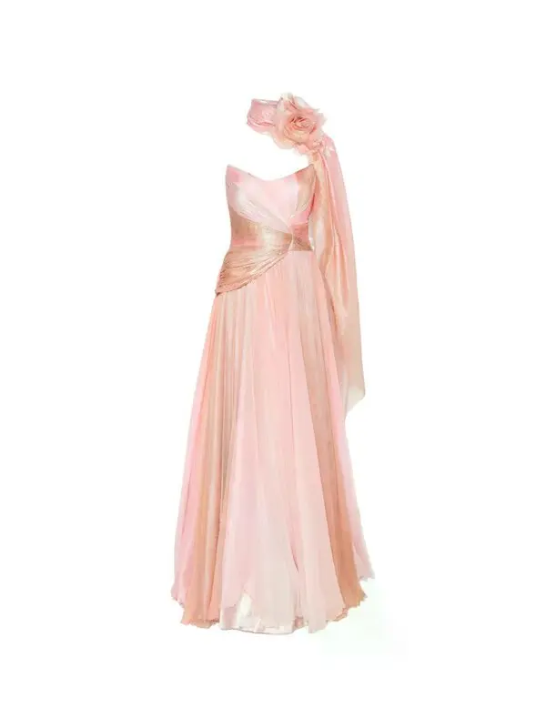 IRIS SERBAN Pleated Draped Gown - Pink
