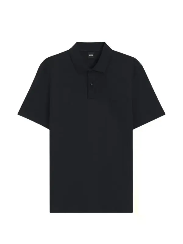 BOSS Cotton-blend Polo Shirt With Bubble-structured Jacquard - Blue