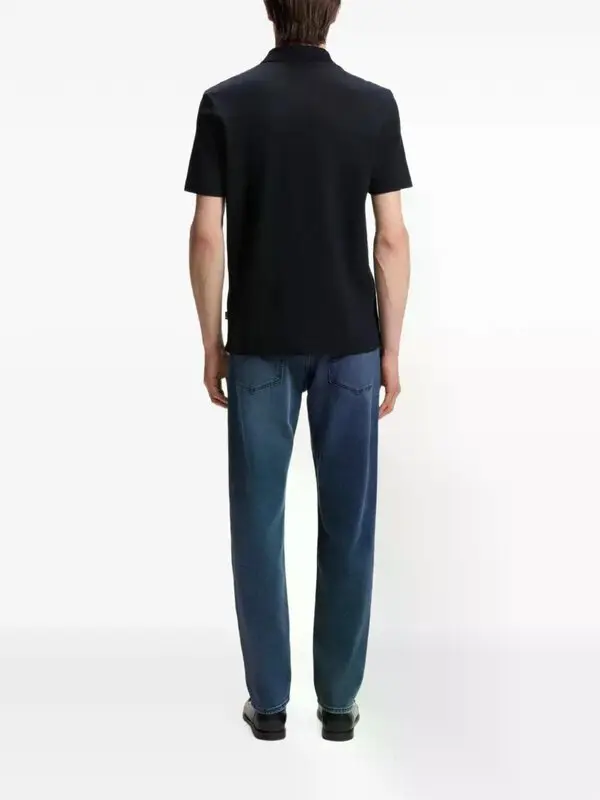 BOSS Cotton-blend Polo Shirt With Bubble-structured Jacquard - Blue