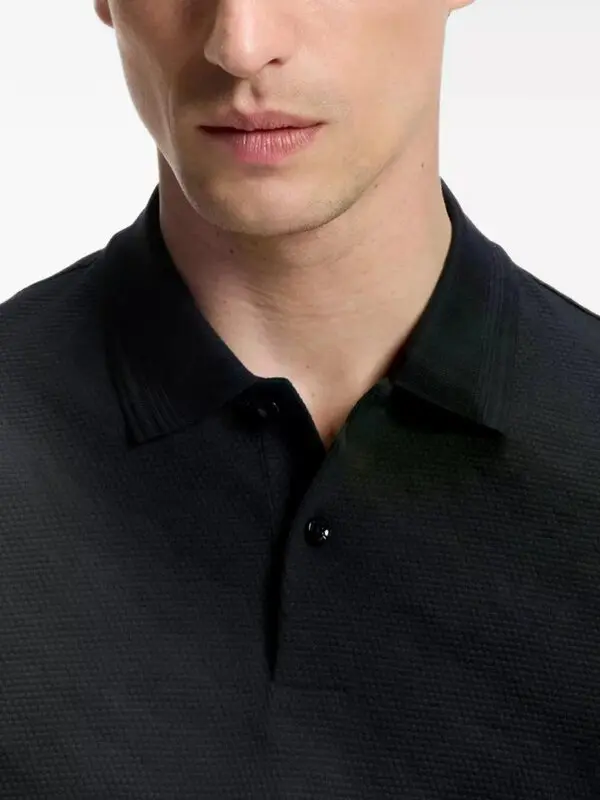 BOSS Cotton-blend Polo Shirt With Bubble-structured Jacquard - Blue