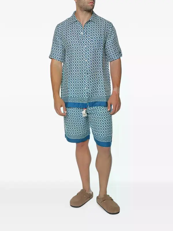 MC2 SAINT BARTH Sifnos Placed Geometric-print Linen Shirt