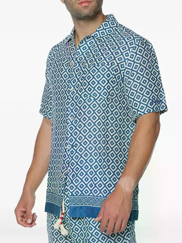MC2 SAINT BARTH Sifnos Placed Geometric-print Linen Shirt