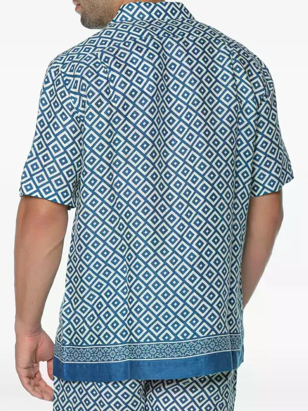 MC2 SAINT BARTH Sifnos Placed Geometric-print Linen Shirt
