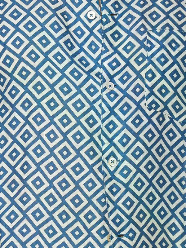 MC2 SAINT BARTH Sifnos Placed Geometric-print Linen Shirt