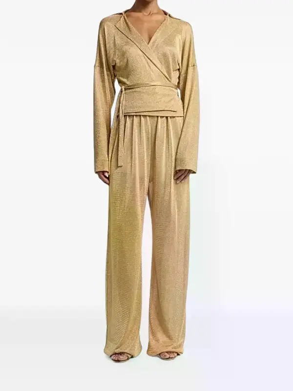 Alberta Ferretti Wrap-style Metallic-effect Shirt