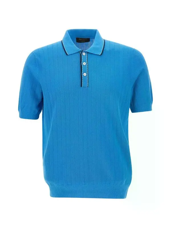 GRAN SASSO Ribbed-knit Polo Shirt