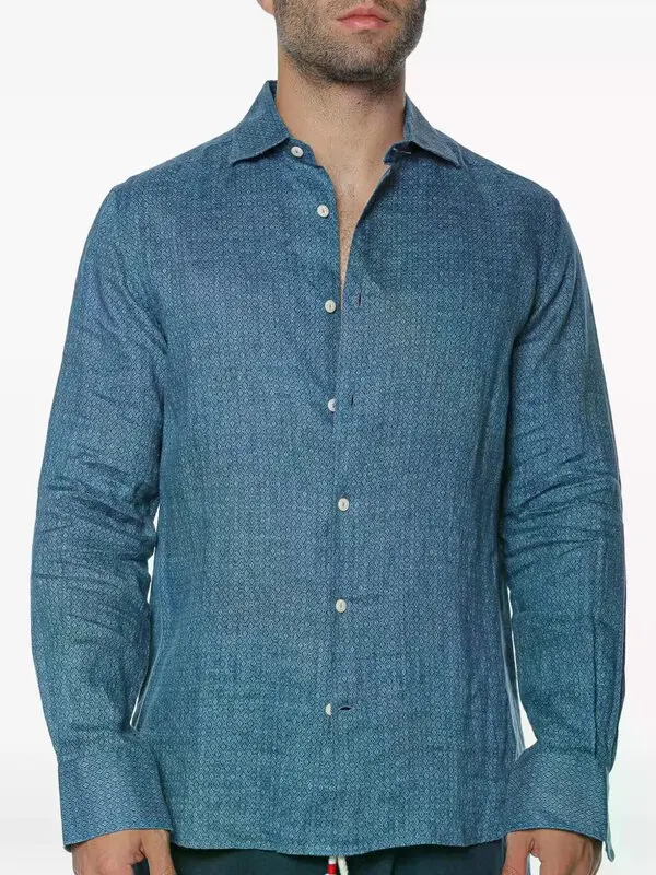 MC2 SAINT BARTH Pamplona Flower-print Linen Shirt - Blue