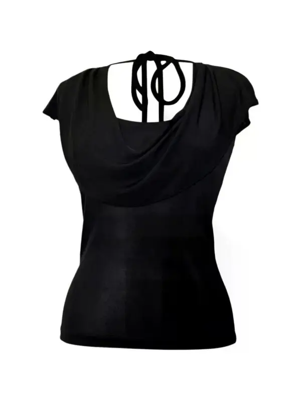 Dolce & Gabbana Cowl Neck Open Back Blouse - Black
