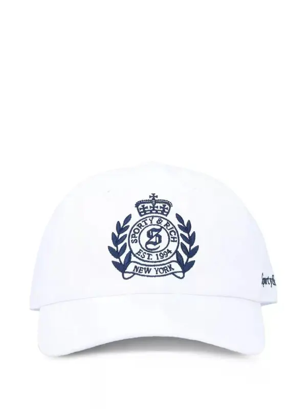 SPORTY & RICH Logo-embroidered Baseball Cap - White