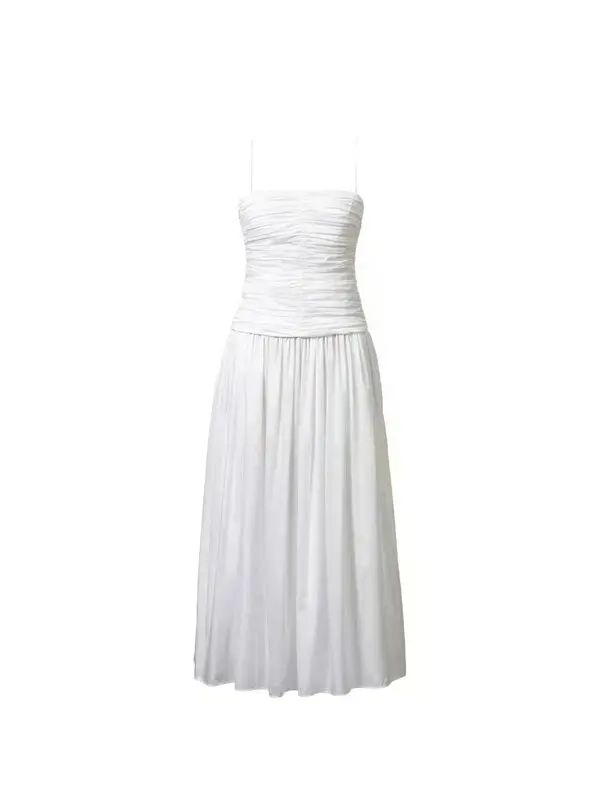 Tove Amina Ruched Midi Dress - White