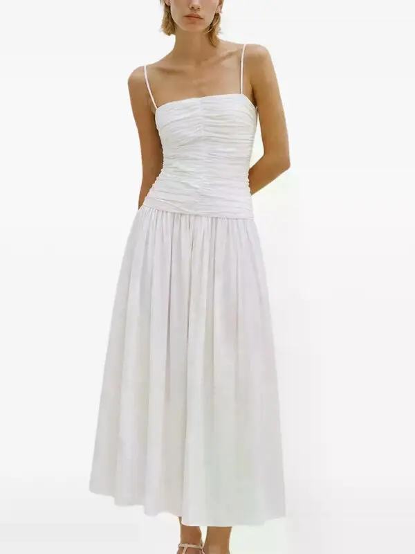 Tove Amina Ruched Midi Dress - White