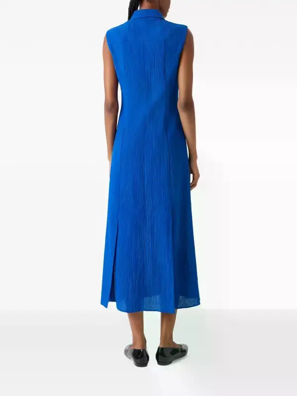 Akris Sleeveless Crinkled Shirt Midi Dress