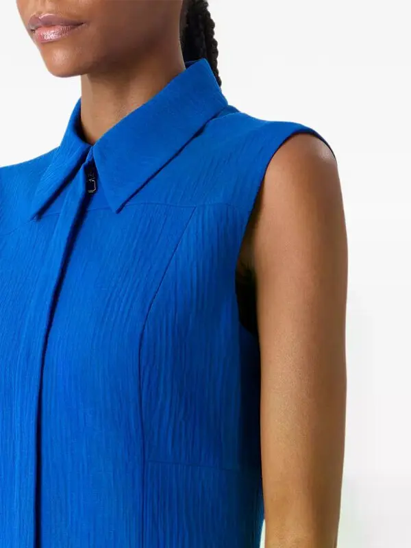 Akris Sleeveless Crinkled Shirt Midi Dress