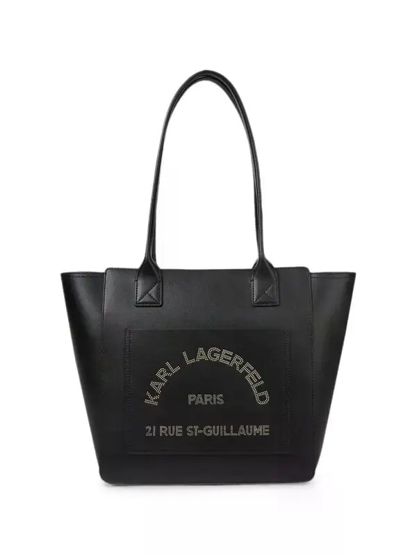 Karl Lagerfeld Medium Tote Bag With Perforated Logo - Black