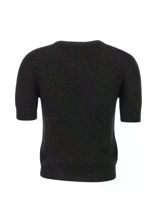 GRAN SASSO Sequin Embellished Crew Neck Short Sleeve Sweater