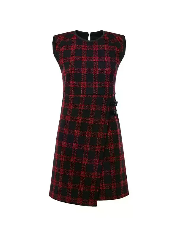 Pinko Mini Check-pattern Buckle Detail Dress - Red