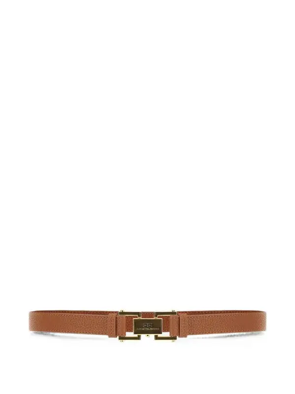 Elisabetta Franchi Logo-plaque Pebbled-effect Belt - Brown