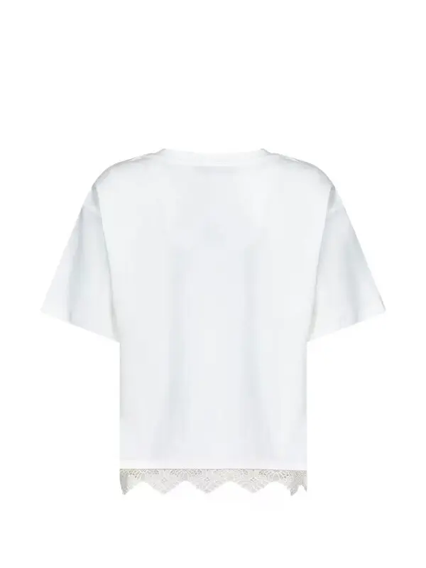 Max Mara Lace-trim Butterfly-embroidered T-shirt - White