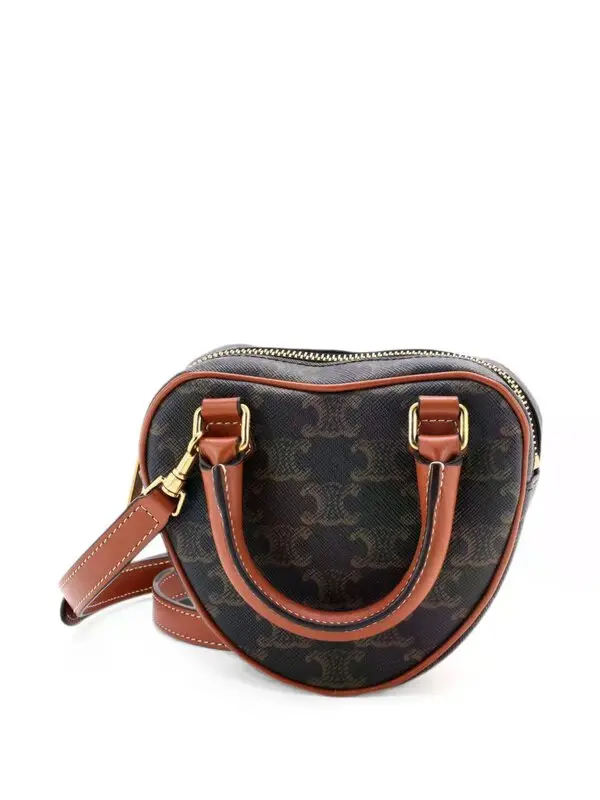 Celine Heart Bag Triomphe Coated Canvas Medium Crossbody Bag - Brown