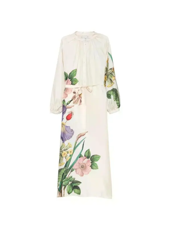 PIERRE-LOUIS MASCIA Floral Print Silk Maxi Dress - Neutrals
