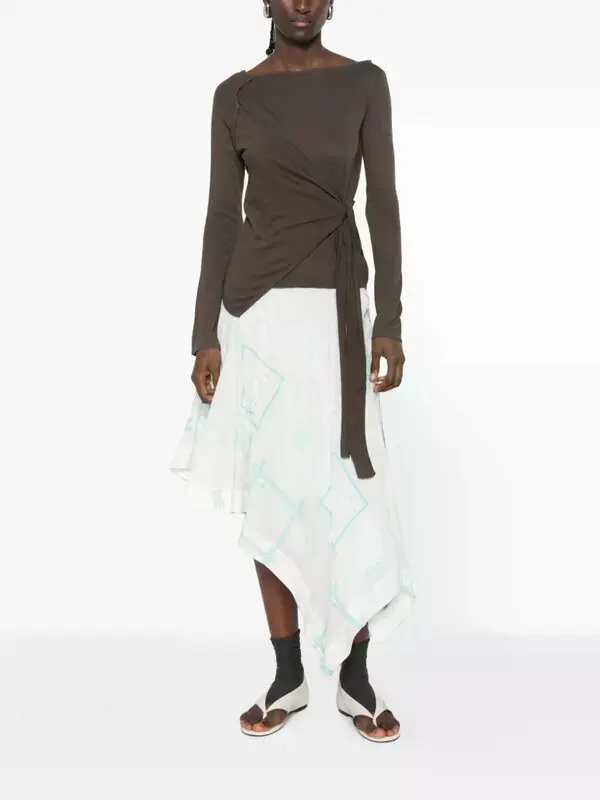 DAMSON MADDER Corinne Embroidered Asymmetric Midi Skirt