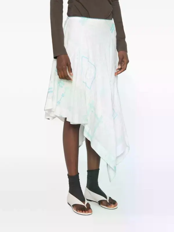 DAMSON MADDER Corinne Embroidered Asymmetric Midi Skirt