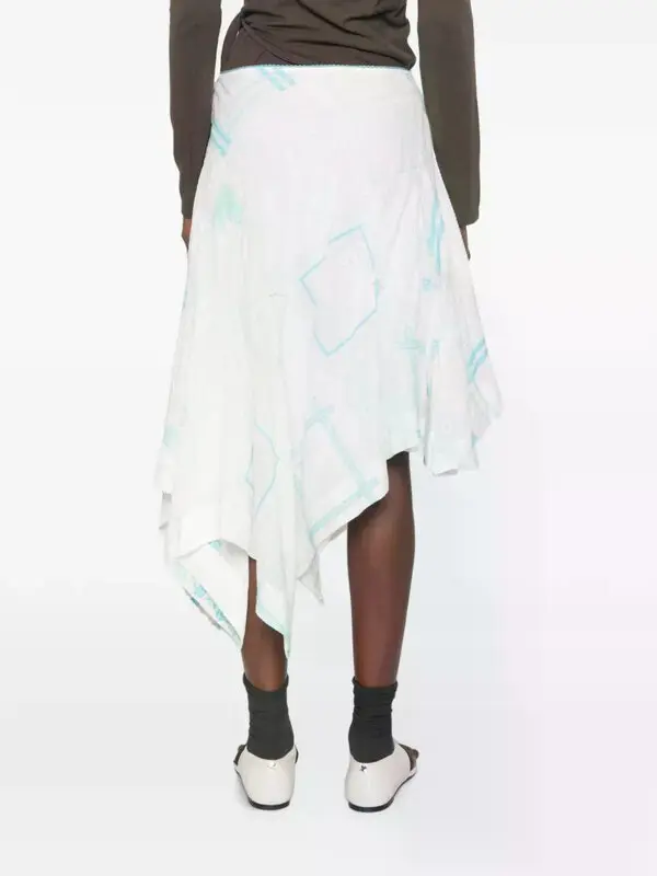 DAMSON MADDER Corinne Embroidered Asymmetric Midi Skirt